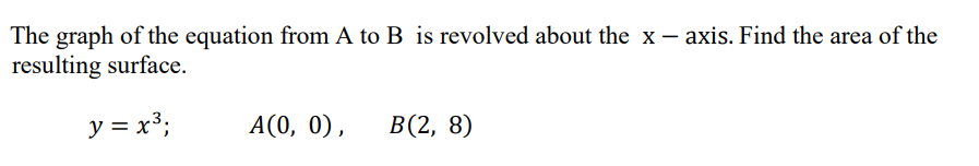 Solved The graph of the equation from A to B is revolved | Chegg.com