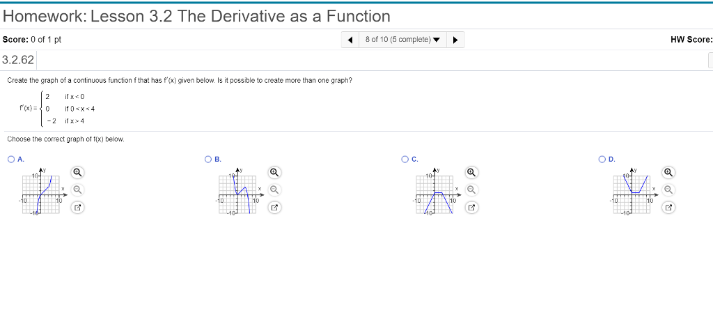 Solved Homework: Lesson 3.2 The Derivative as a Function | Chegg.com