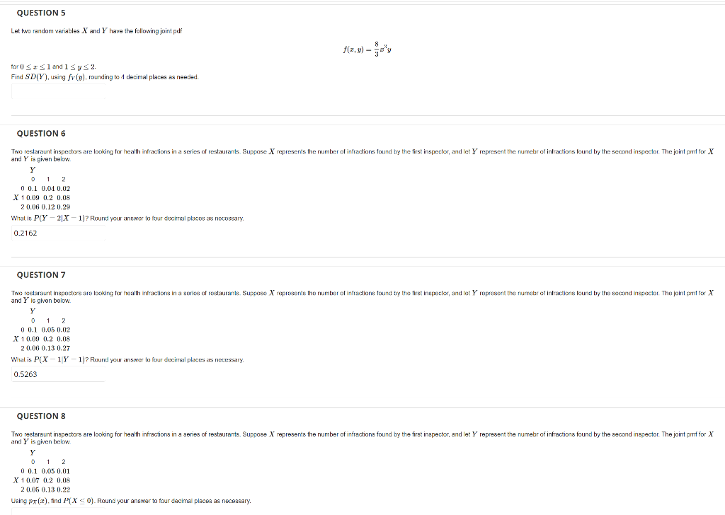 [Solved]: QUESTION 5 Let two random variables X and Y have