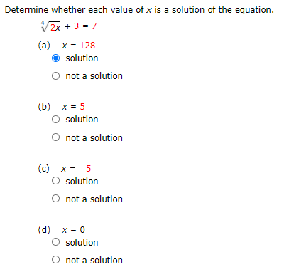 Solved Determine whether each value of x is a solution of | Chegg.com