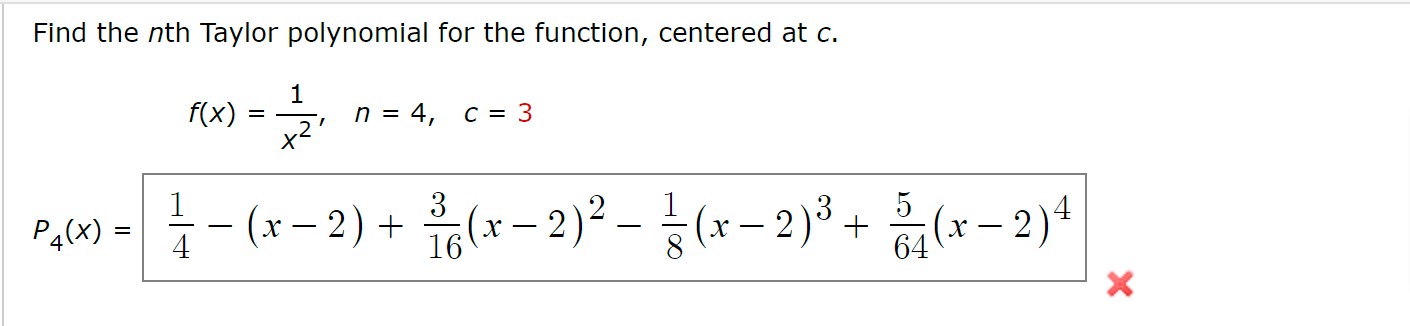 Solved Find the nth Taylor polynomial for the function, | Chegg.com