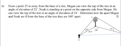 Solved 6) From a point 25 m away from the base of a tree, | Chegg.com