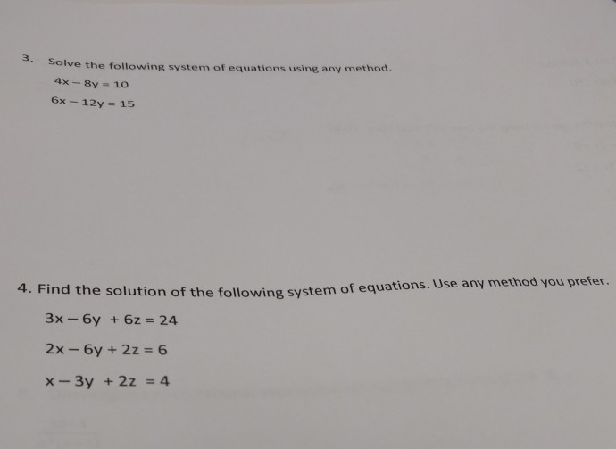 Solved olve the following system of equations using any | Chegg.com
