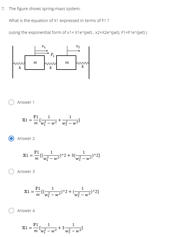 Solved 7. The figure shows spring-mass system. What is the | Chegg.com