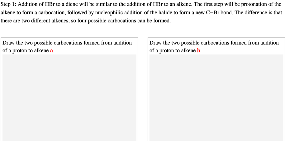 Solved HBr a Products (1 equiv.) Step 1: Addition of HBr | Chegg.com