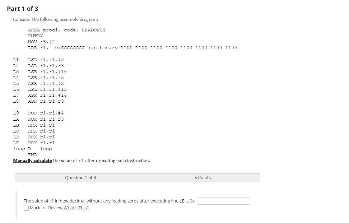 Solved Consider the following assembly program: Question 1 | Chegg.com