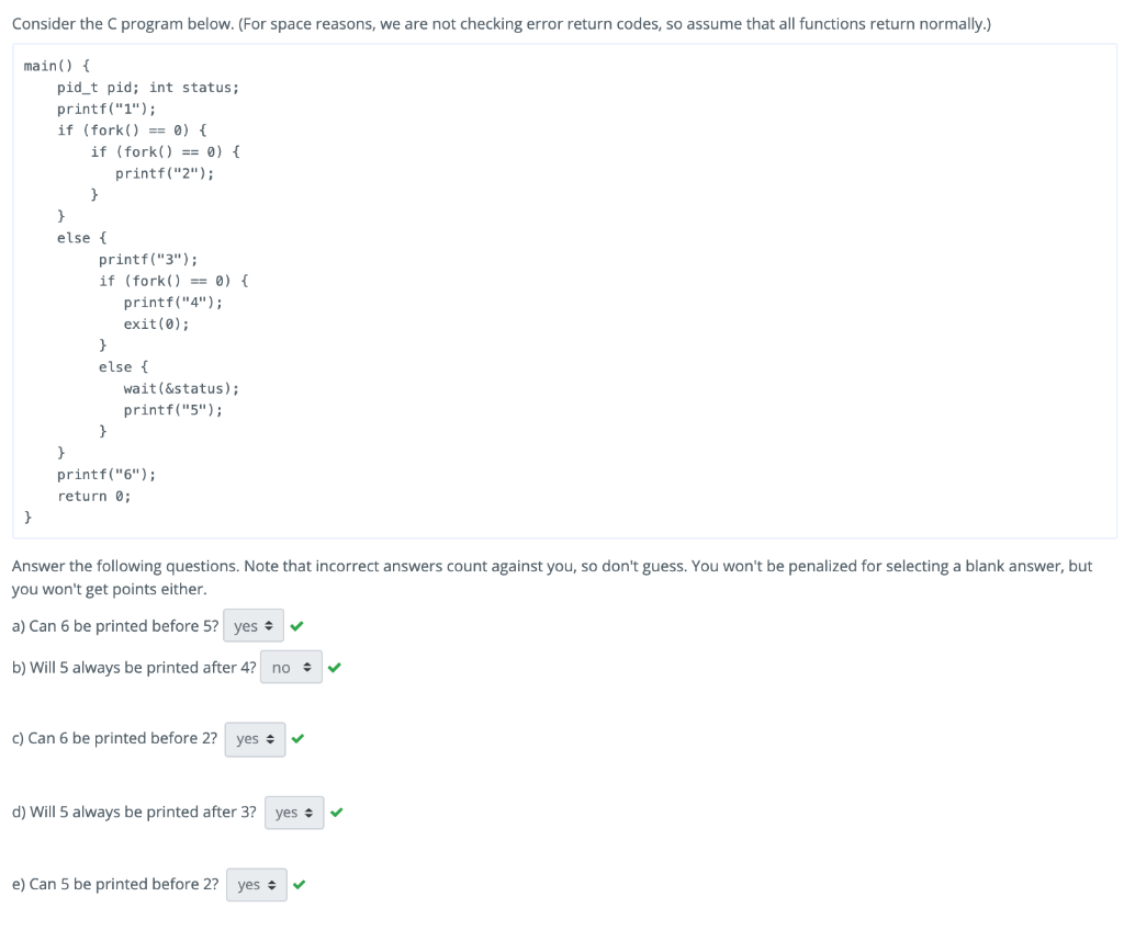 Solved Fork System Call In C Programming Answers Give