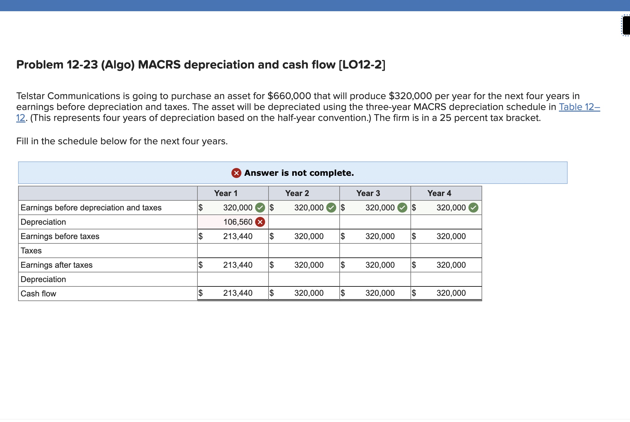 Solved Problem 12-23 (Algo) MACRS depreciation and cash flow | Chegg.com Solved Problem 12-23 (Algo) MACRS depreciation and cash flow | Chegg.com
