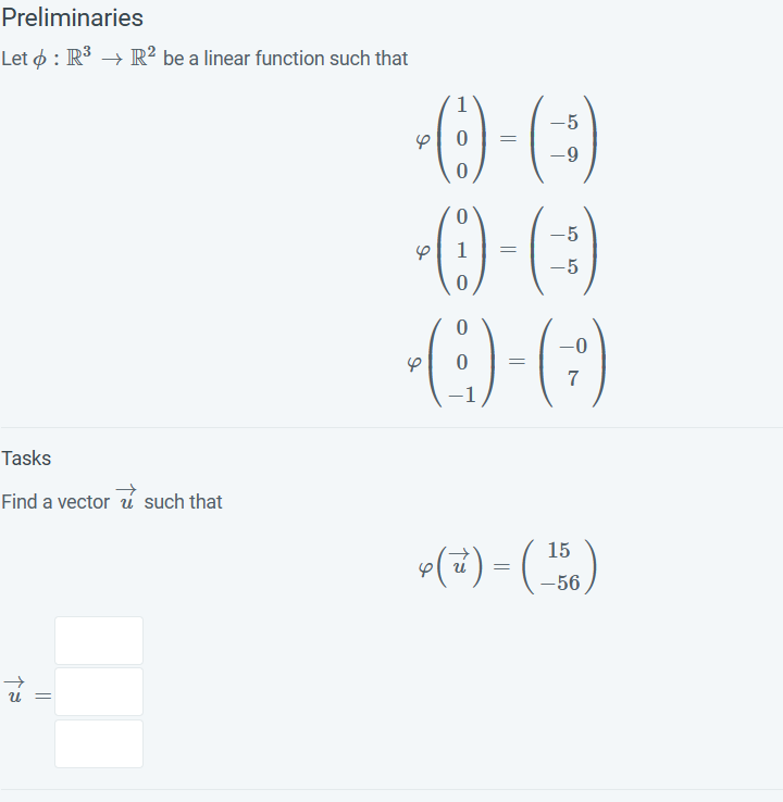 Solved PreliminariesLet φ:R3→R2 ﻿be a linear function such | Chegg.com