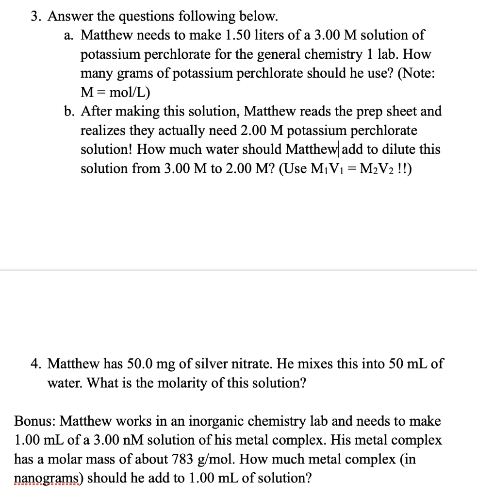 Solved 3. Answer the questions following below. a. Matthew | Chegg.com