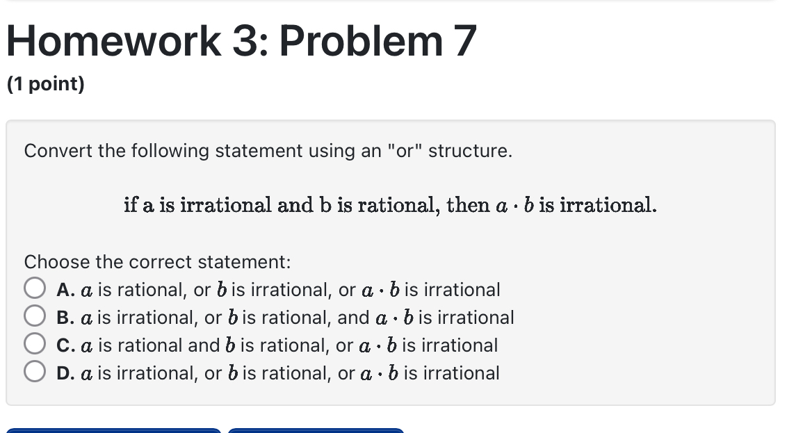 Solved Convert the following statement using an "or" | Chegg.com