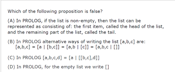 Solved Which of the following proposition is false? (A) In | Chegg.com