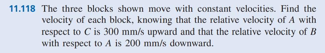 Solved 11.118 The three blocks shown move with constant | Chegg.com