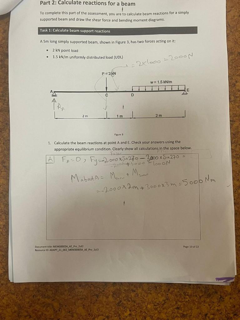 Part 2: Calculate reactions for a beam To complete | Chegg.com