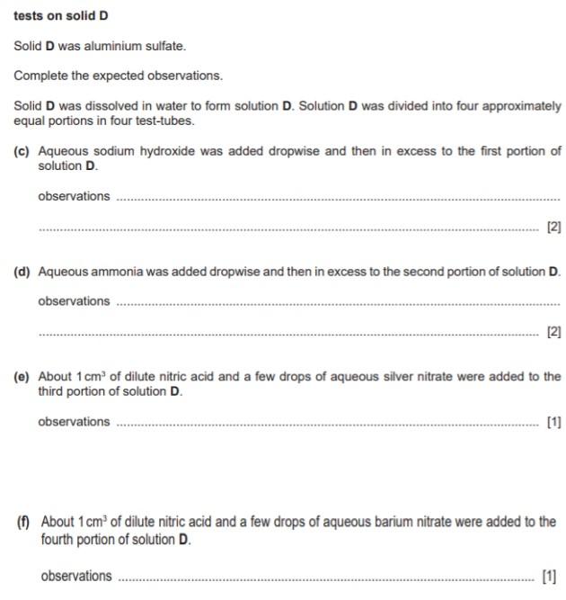 Solved 3 Two solids, solid C and solid D, were analysed. | Chegg.com