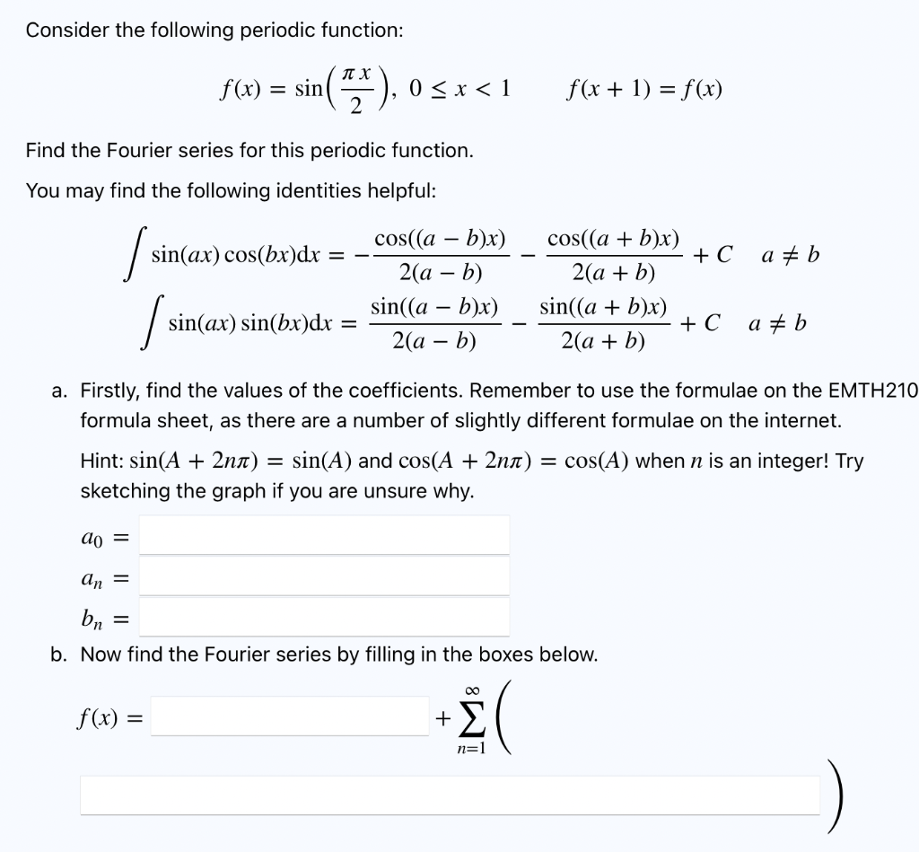 Solved Consider the following periodic function: πχ f(x) = | Chegg.com