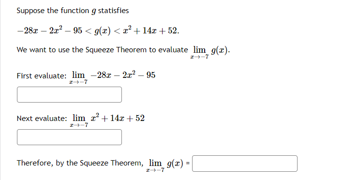 Solved Suppose the function g statisfies −28x−2x2−95 | Chegg.com