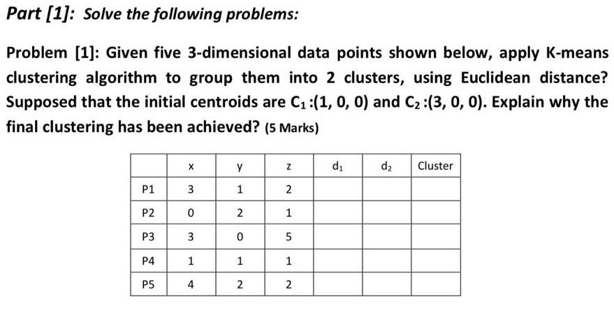 Solved Part [1]: Solve the following problems: Problem [1]: | Chegg.com