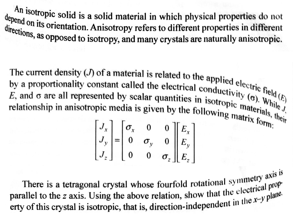 Solved An isotropic so depend on its orien directions, as | Chegg.com