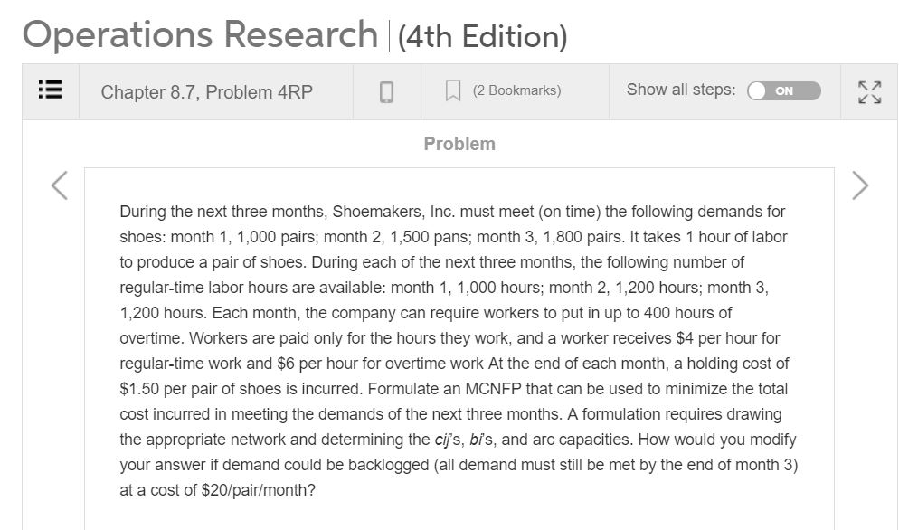Solved Operations Research (4th Edition) Chapter 8.7, | Chegg.com