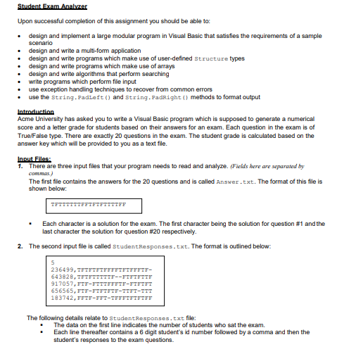 Solved Student Exam Analyzer Upon successful completion of | Chegg.com