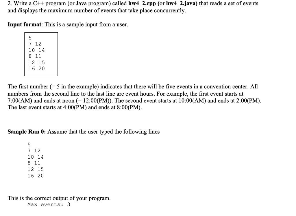 Solved 2. Write a C++ program (or Java program) called | Chegg.com