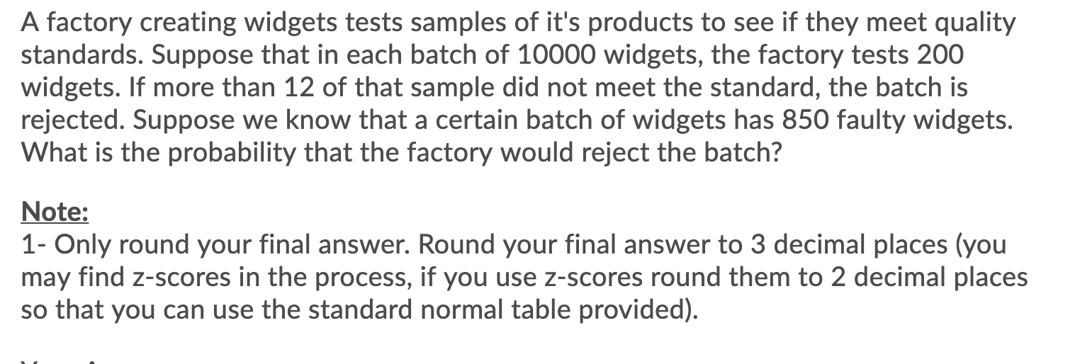 Solved A factory creating widgets tests samples of it's | Chegg.com