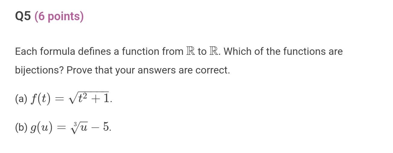 Solved prove by showing whether each functions both one to | Chegg.com