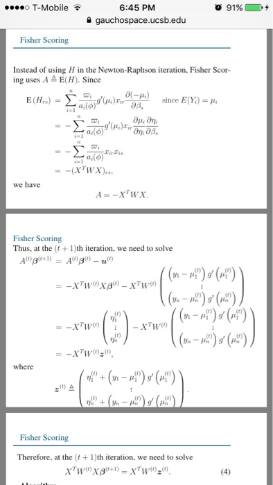 Solved 1. Prove that the Newton-Raphson and Fisher scoring | Chegg.com