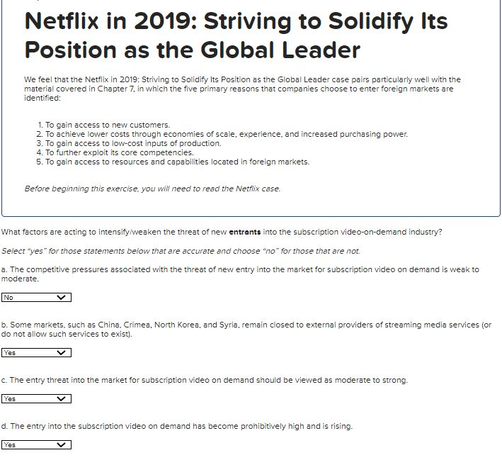 Netflix in 2019: Striving to Solidify Its Position as | Chegg.com