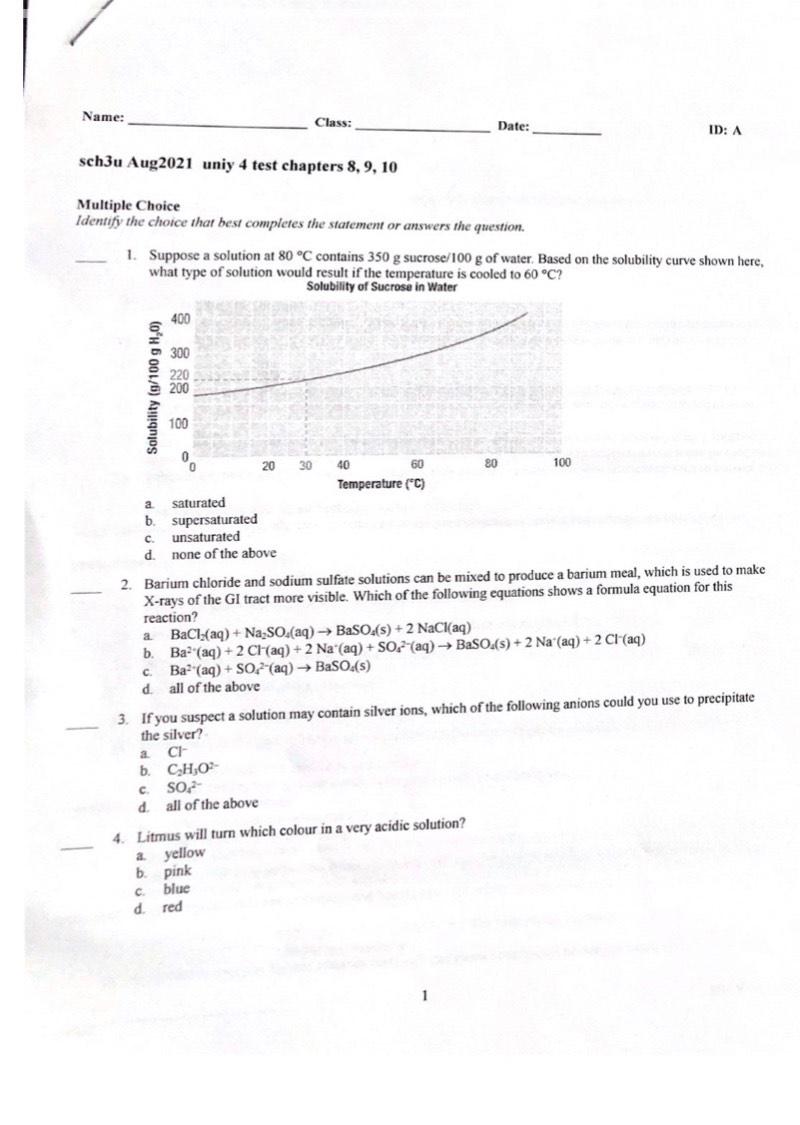 Solved Name: Class: Date: ID: A sch3u Aug 2021 uniy 4 test | Chegg.com