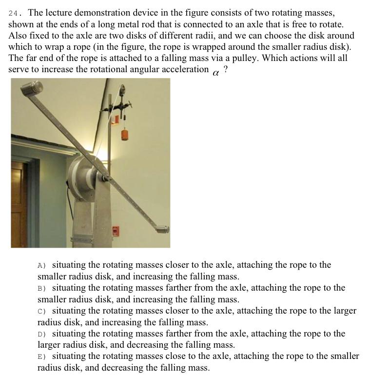 Solved 24. The lecture demonstration device in the figure | Chegg.com