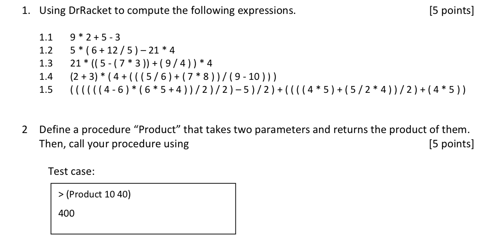 1 Using Drracket To Compute The Following