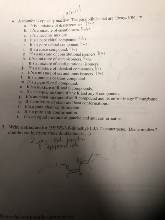 Solved Chi 4. A solution is optically inactive. The | Chegg.com