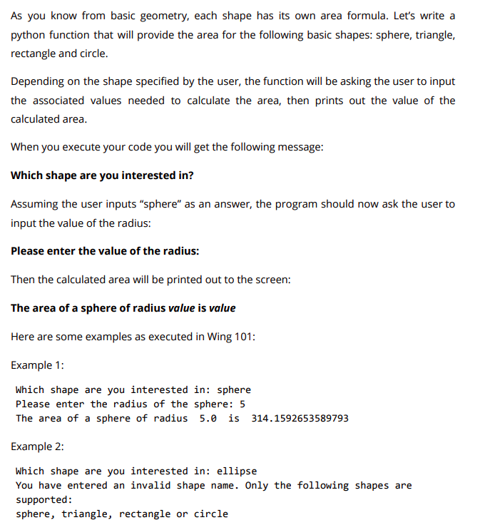 Solved As you know from basic geometry, each shape has its | Chegg.com