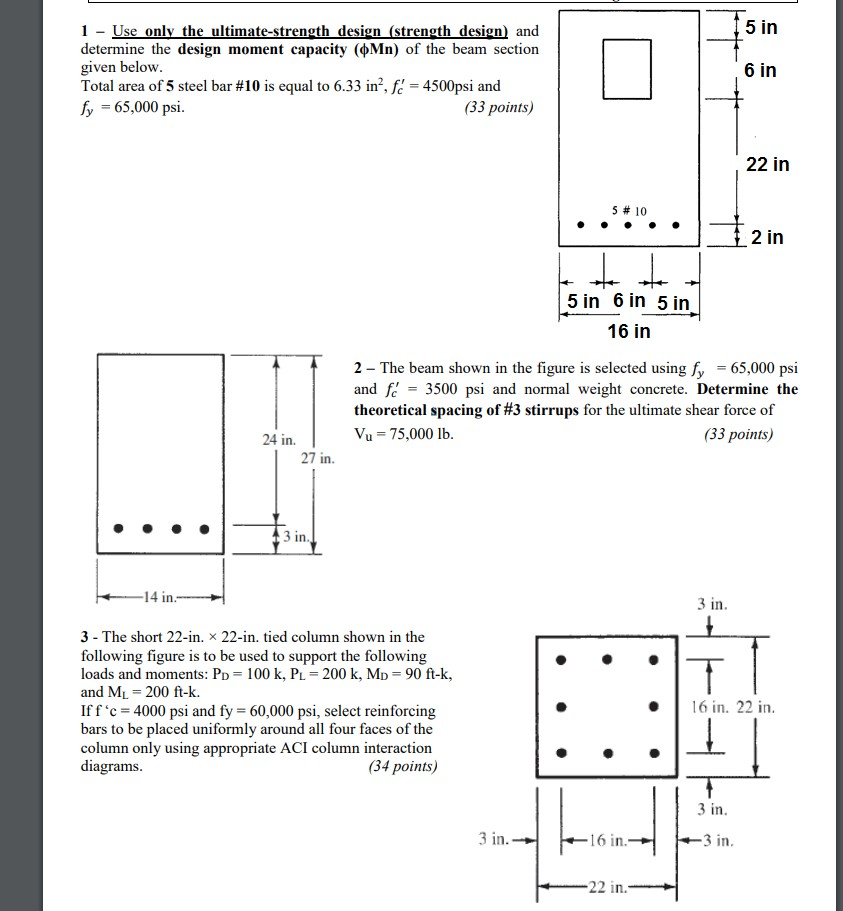 Solved 5 in 1 - Use only the ultimate-strength design | Chegg.com