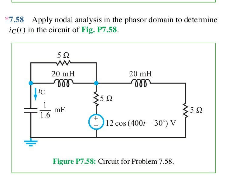 Solved *7.58 Apply nodal analysis in the phasor domain to | Chegg.com