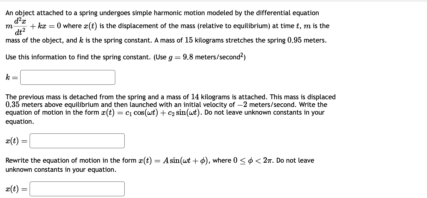 Solved An object attached to a spring undergoes simple | Chegg.com