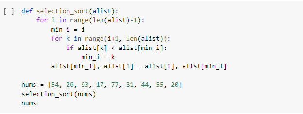 Solved [] def selection_sort(alist): for i in | Chegg.com