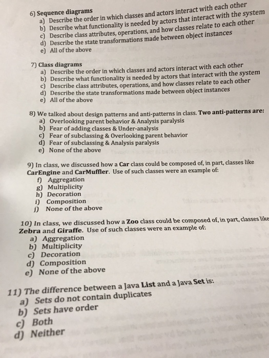 Solved 6) Sequence diagrams b) Describe what functionality | Chegg.com
