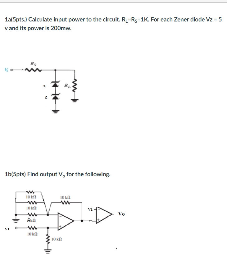 Solved 1a5pts Calculate Input Power To The Circuit 