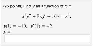 Solved Find 𝑦y as a function of 𝑥x if | Chegg.com