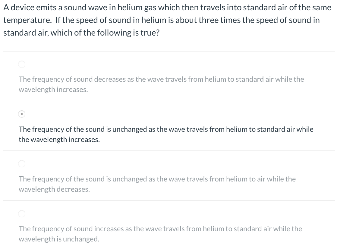 Solved A device emits a sound wave in helium gas which then | Chegg.com