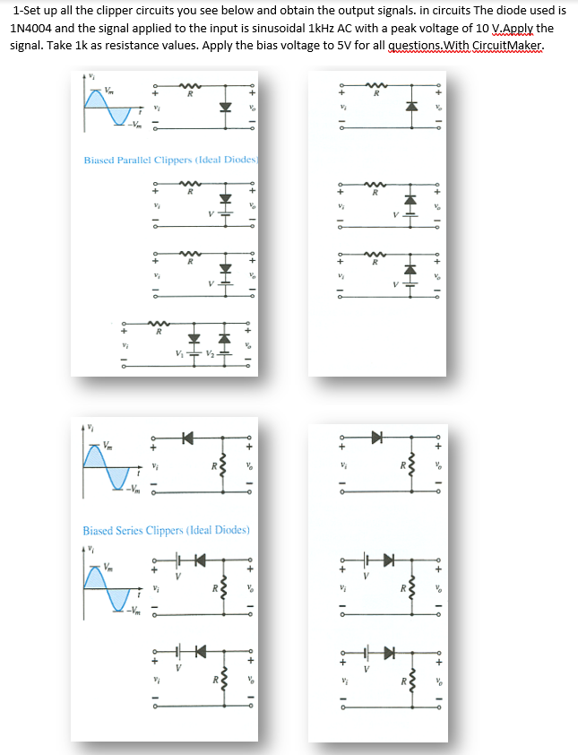 1-Set up all the clipper circuits you see below and | Chegg.com