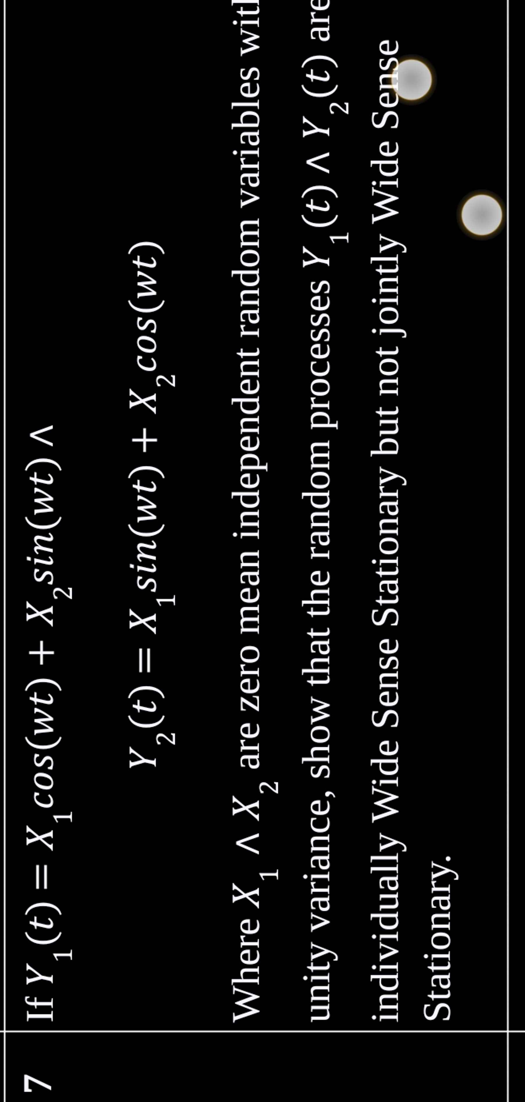 7 ﻿\table[[If Y1(t)=x1cos(wt)+x2sin(wt)?? | Chegg.com
