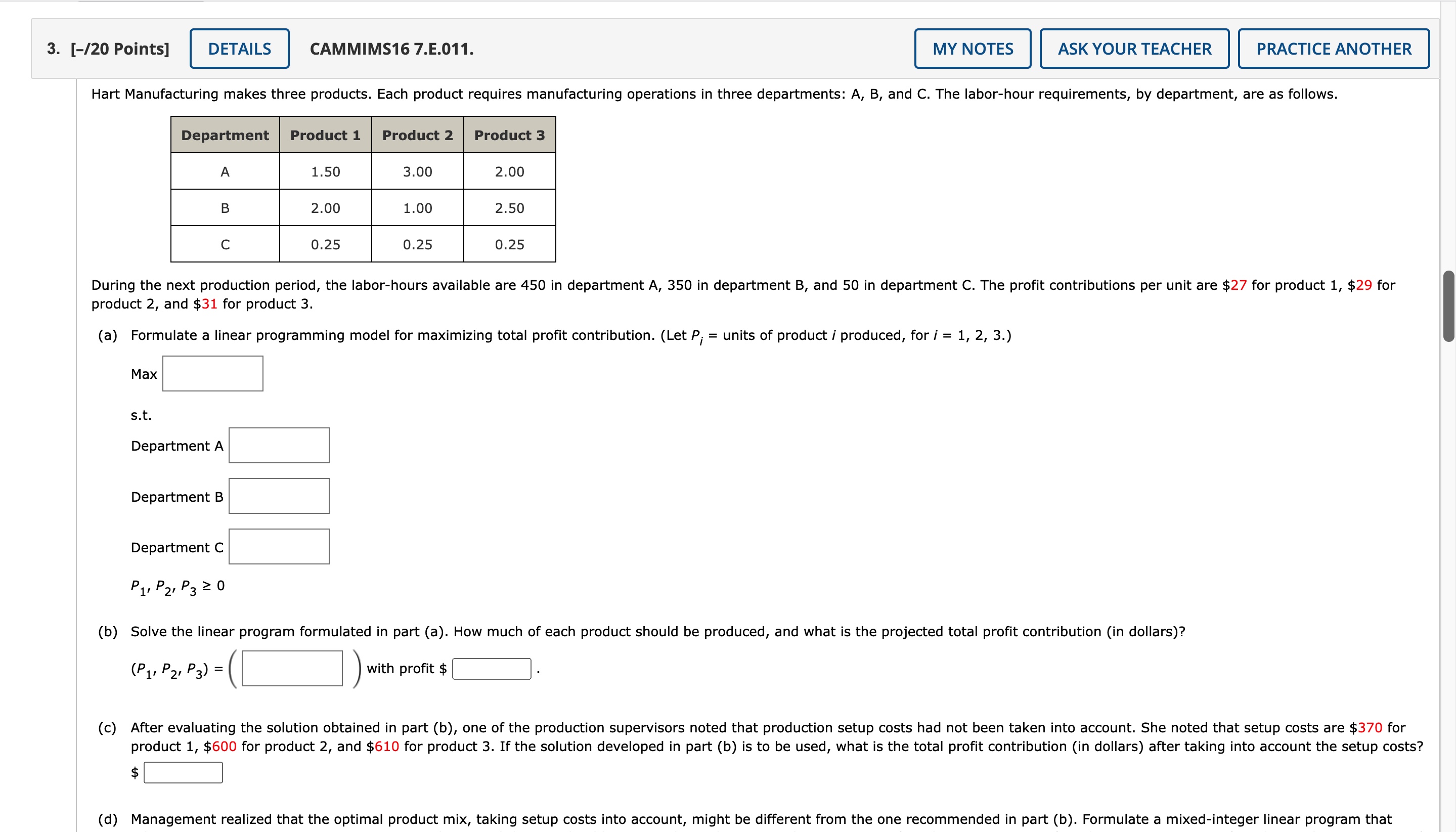 Solved −/20 Points] CAMMIMS16 7.E.011. product 2 , and $31 | Chegg.com