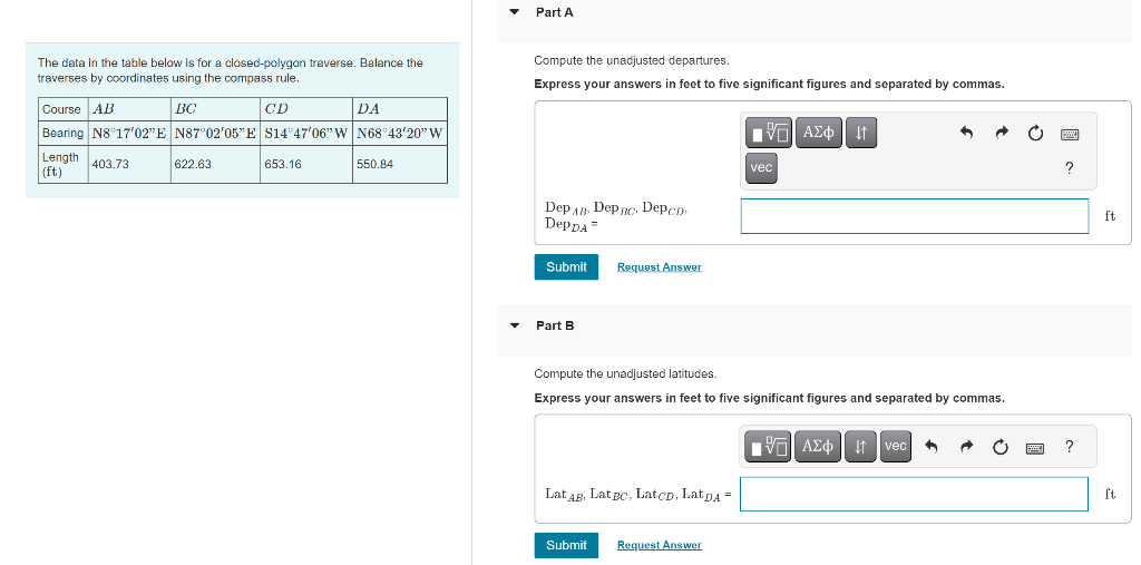 Solved The data in the table below is for a closed-polygon | Chegg.com