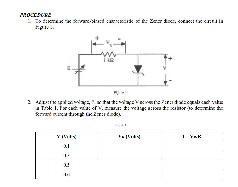 Solved PROCEDURE 1. To determine the forward-biased | Chegg.com