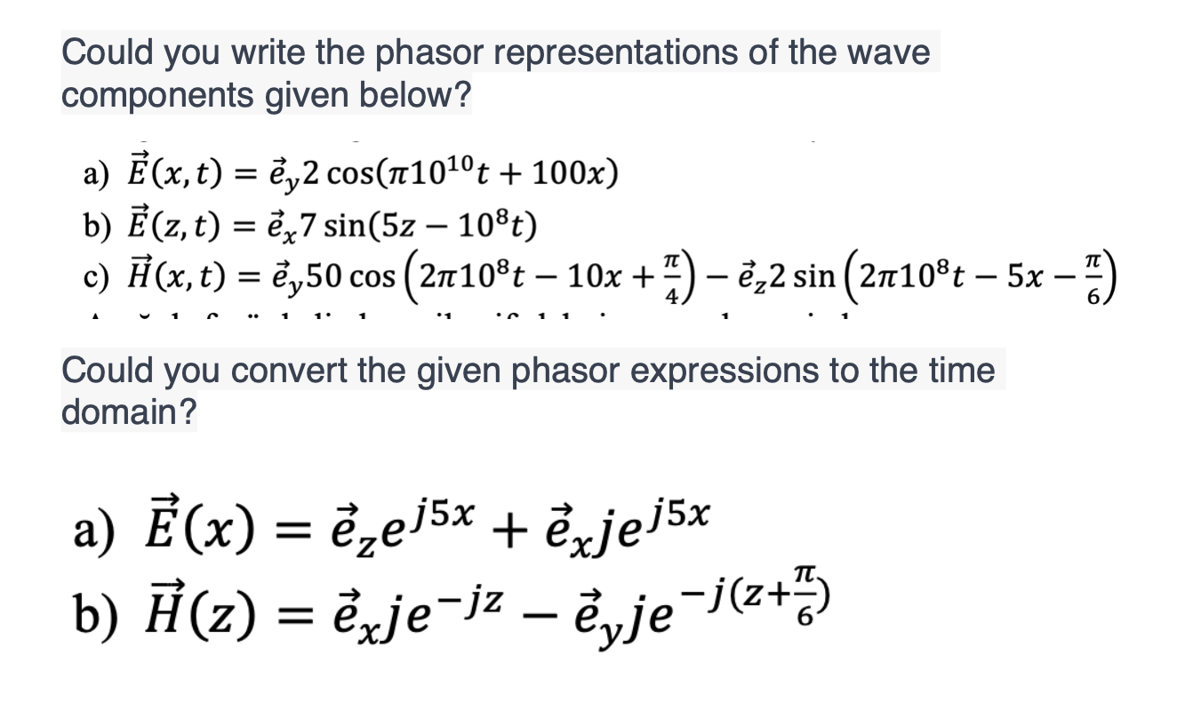 Solved Could you write the phasor representations of the | Chegg.com