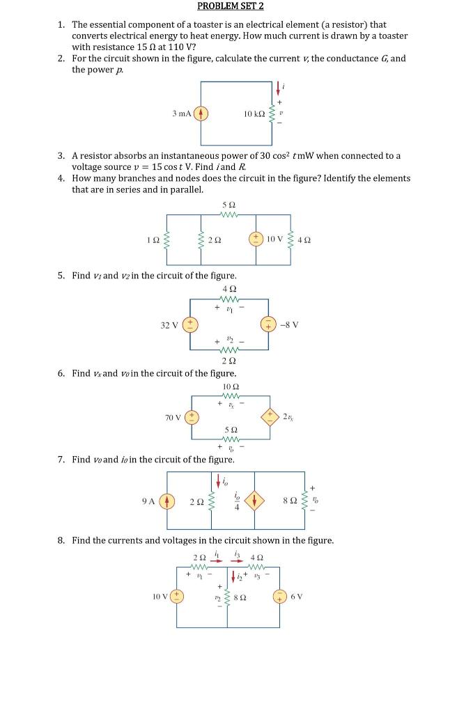 Solved PROBLEM SET 2 1. The essential component of a toaster | Chegg.com